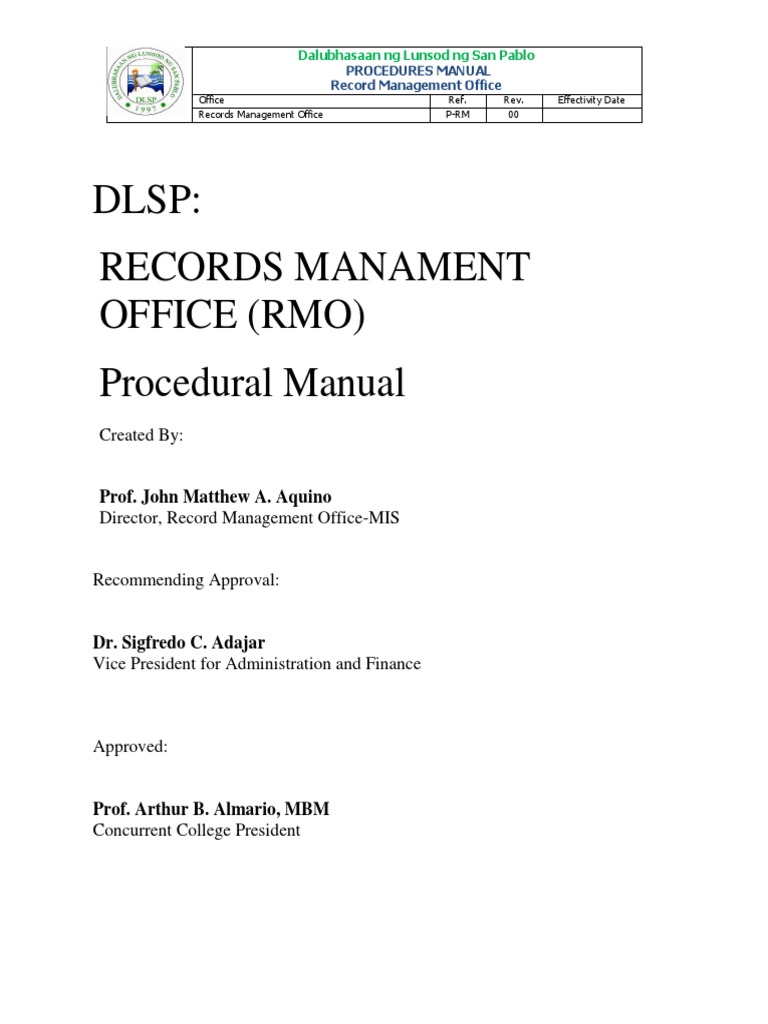 RMO Manual | PDF | Records Management | Mail