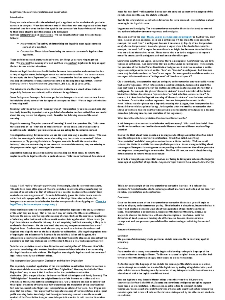 Legal Theory Lexicon | PDF | Plain Meaning Rule | Statutory Interpretation