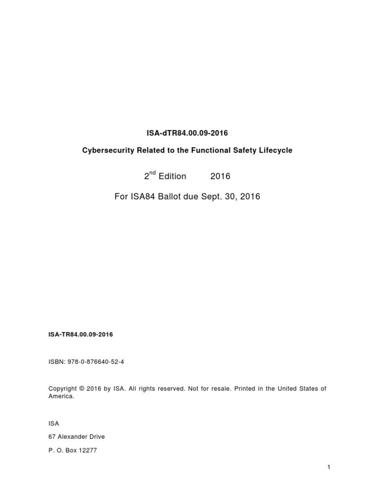 ISA 84 For Cyber Security | PDF | Business