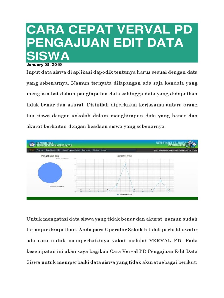 Cara Cepat Verval PD Pengajuan Edit Data Siswa | PDF