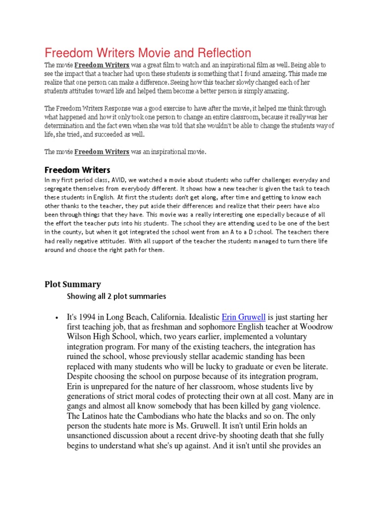 Freedom Writers Movie and Reflection | PDF | Science | Teaching Mathematics