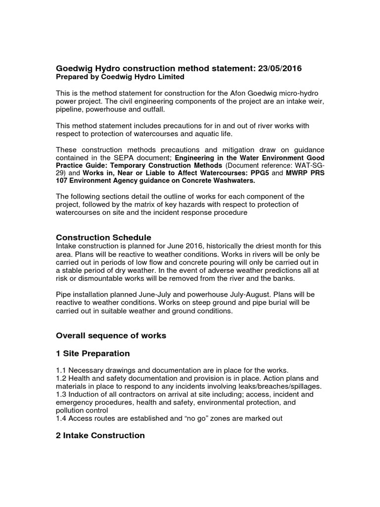 Method Statement 1 PDF | PDF | River | Drainage