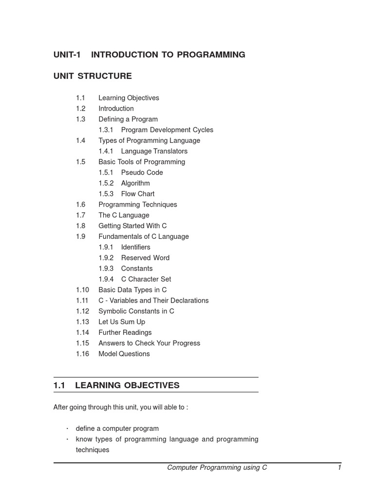 Unit 1 Introduction To Programming Pdf Pdf Programming Language Assembly Language