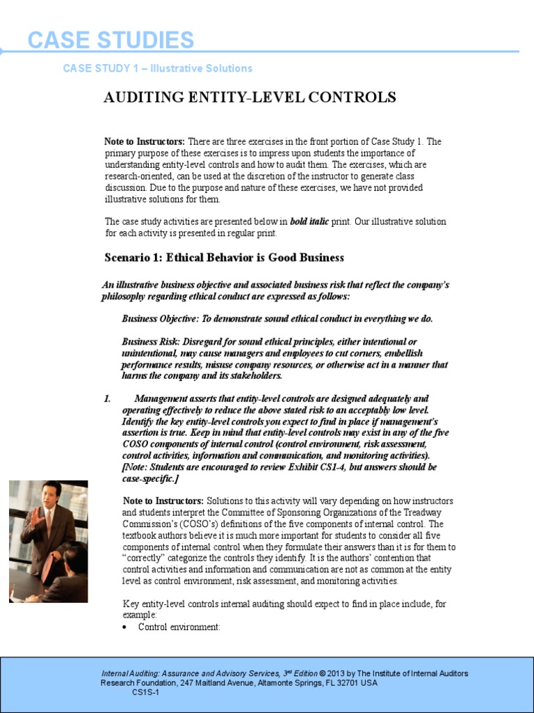 CS1 Entity Level Controls Solutions | PDF | Internal Audit | Internal Control