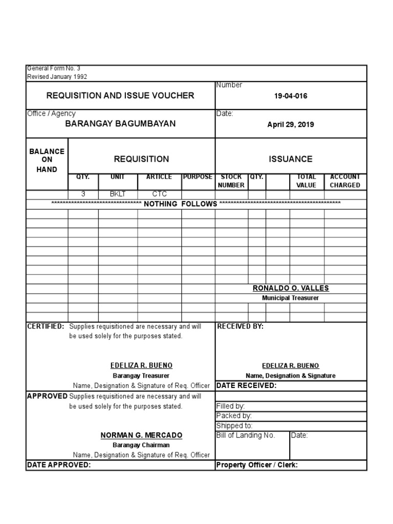 Requisition and Issue Voucher RIV1 3 New | PDF | Business