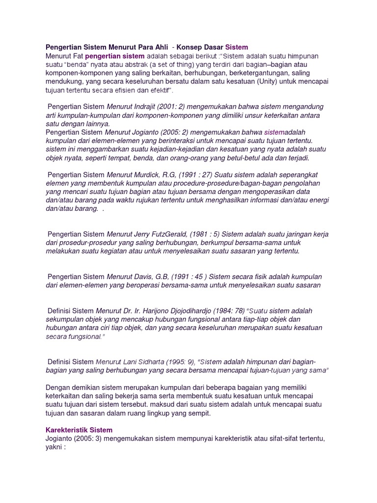 Pengertian Sistem Menurut Para Ahli Pdf 