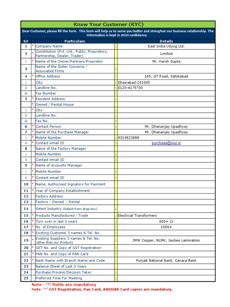 KYC - Format | PDF | Banking | Economies