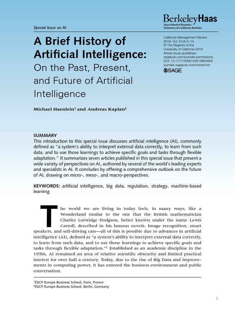 A Brief History of AI On Past Present and Future | PDF | Artificial ...
