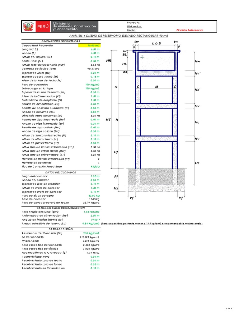 Análisis de Reservorio Elevado | PDF | Fundación (Ingeniería) | Naturaleza