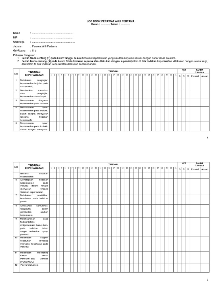 Contoh Logbook AHLI PERTAMA | PDF