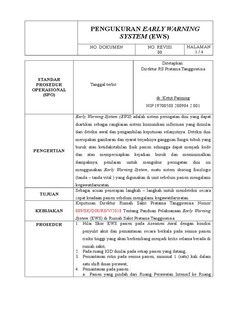 Spo 10 Pengukuran Early Warning System | PDF