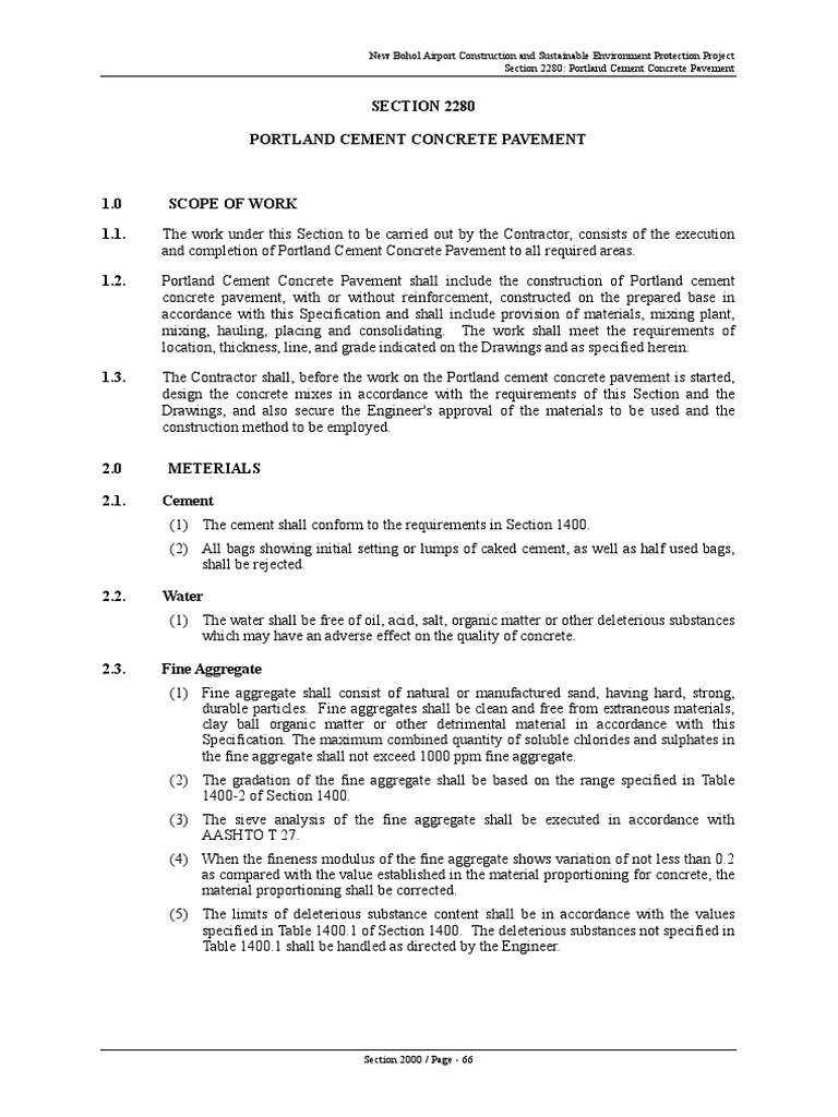 DPWH Portland Cement Concrete Pavement | PDF | Road Surface ...