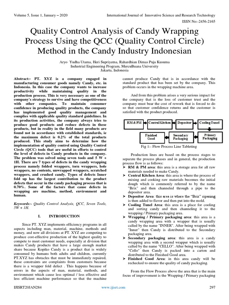 Quality Control Analysis of Candy Wrapping Process Using The QCC ...