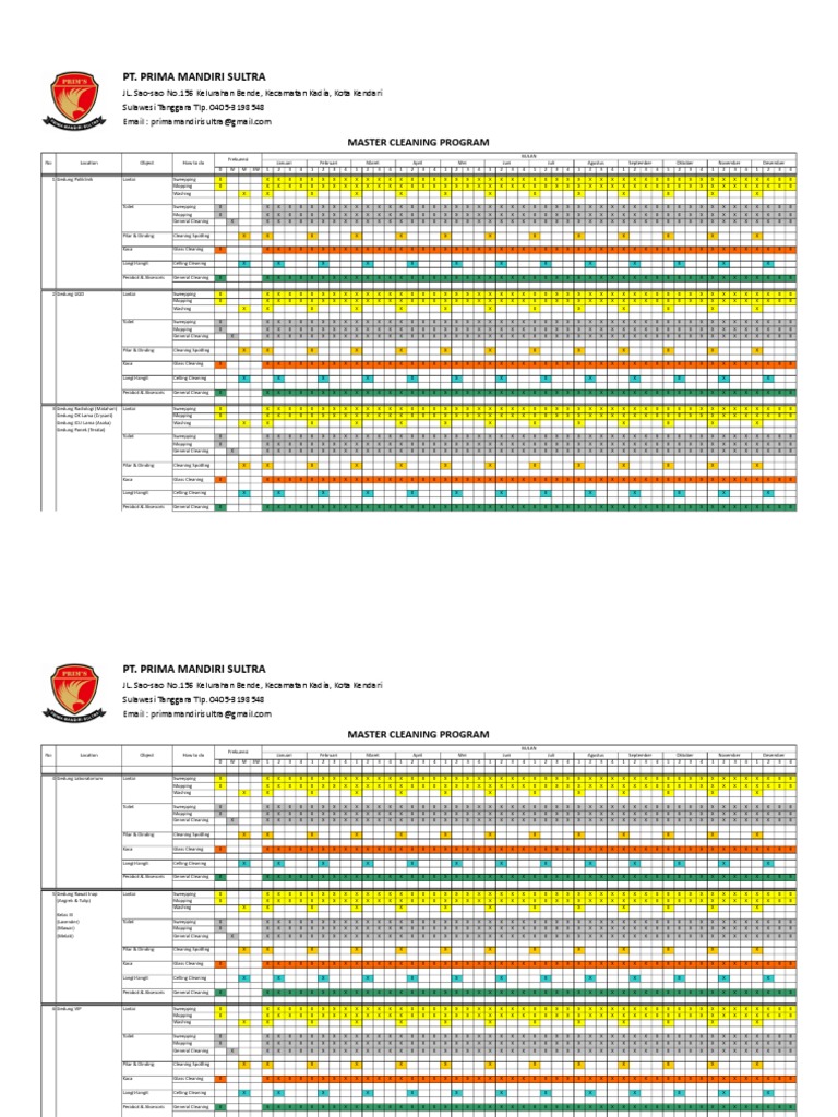 Master Cleaning Program | PDF | Indonesia