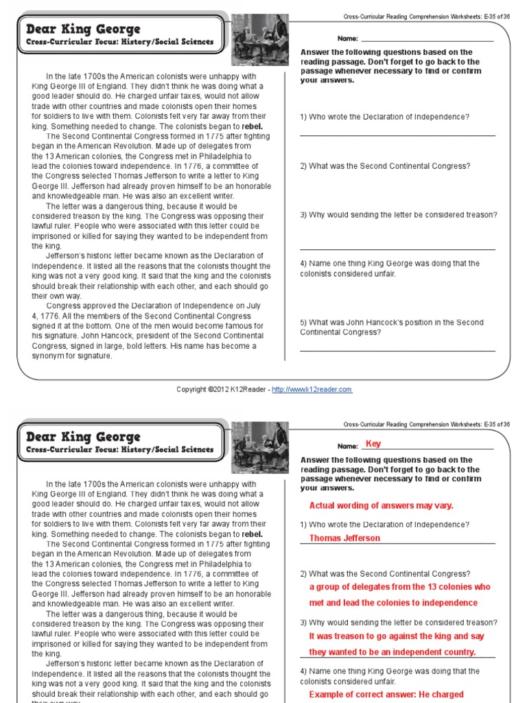 Gr5 Wk35 Dear King George | PDF | United States Declaration Of ...