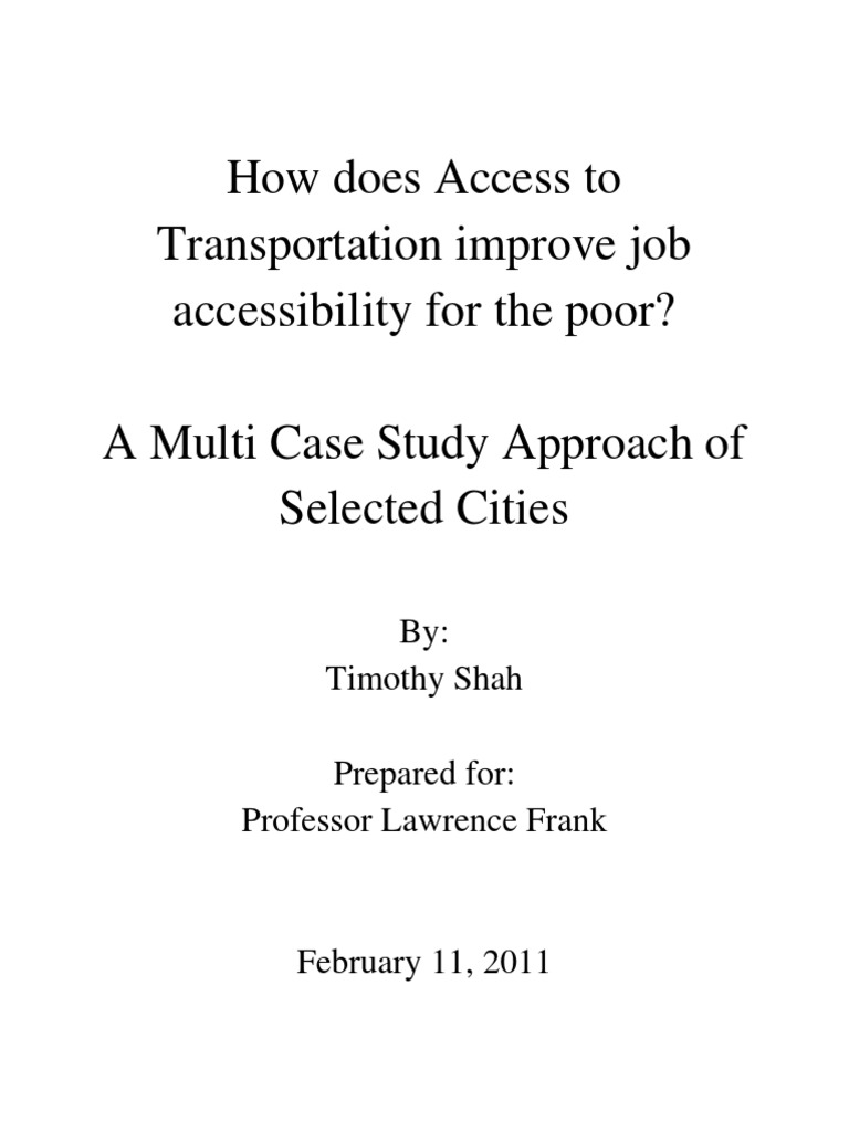 Transportation's Role in Job Access for Poor | PDF | Public Transport ...
