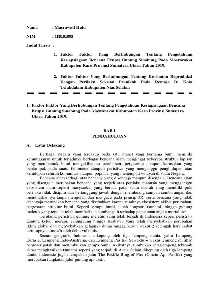 Contoh Pengajuan Judul Tesis S2 IKM USMI | PDF