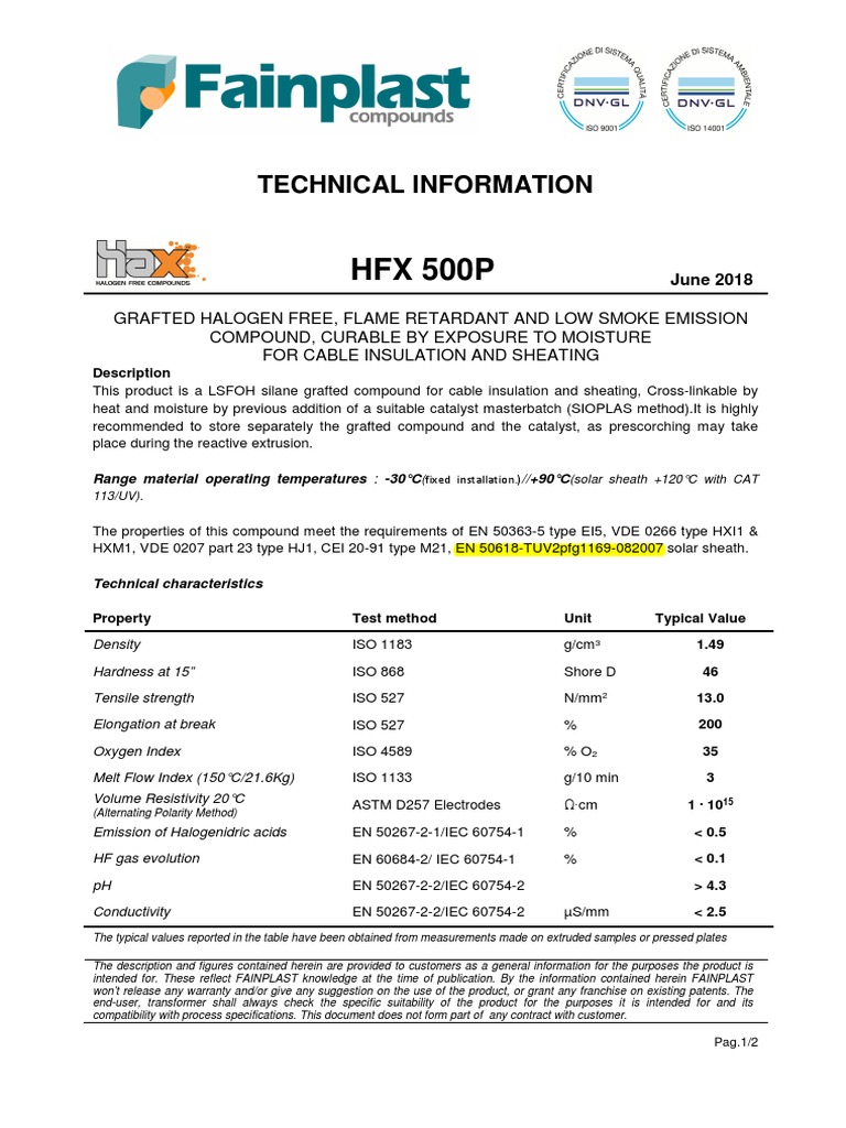 HFX 500P Rev 6 - 2018 PDF | PDF | Extrusion | Electrical Resistivity ...