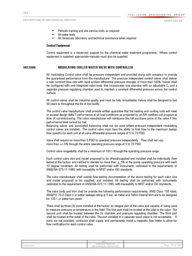 Specifications For PICV | PDF | Valve | Flow Measurement