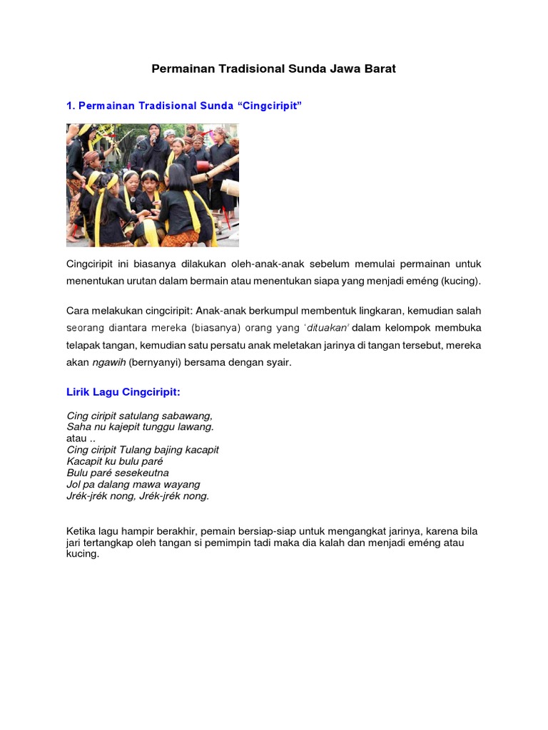 Permainan Tradisional Sunda Jawa Barat | PDF