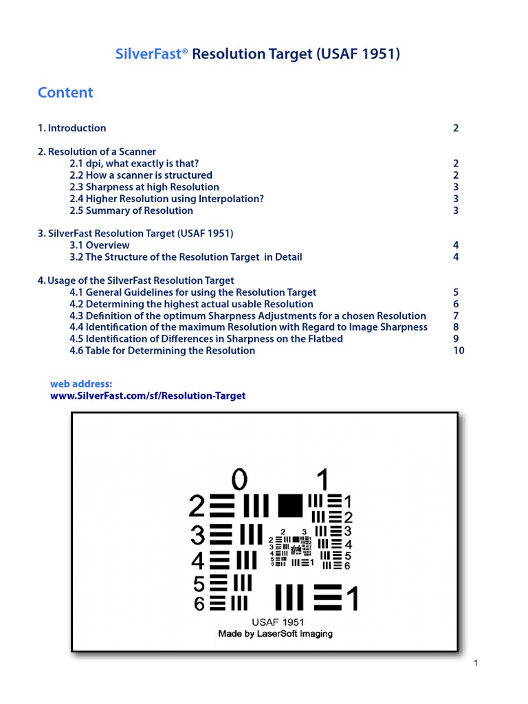 SilverFast Resolution Target (USAF 1951) PDF | PDF | Image Scanner ...