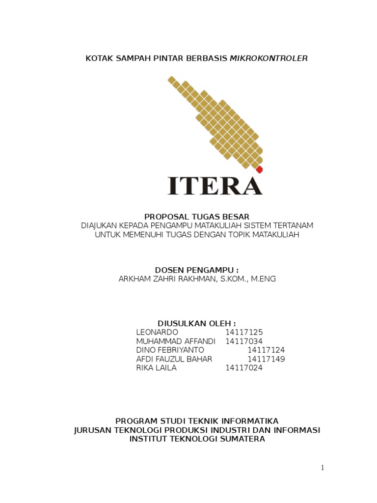 Contoh Proposal Pengajuan Tugas Besar Sistem Tertanam | PDF Contoh Proposal Pengajuan Tugas Besar Sistem Tertanam | PDF
