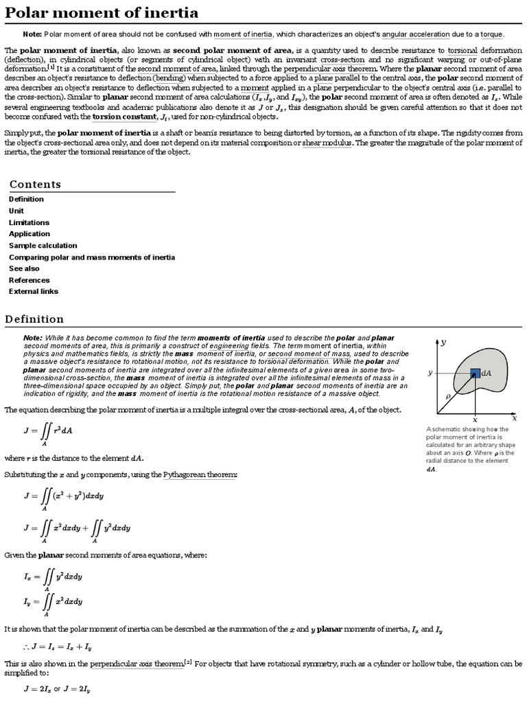 Polar Moment of Inertia | PDF | Classical Mechanics | Applied And Interdisciplinary Physics