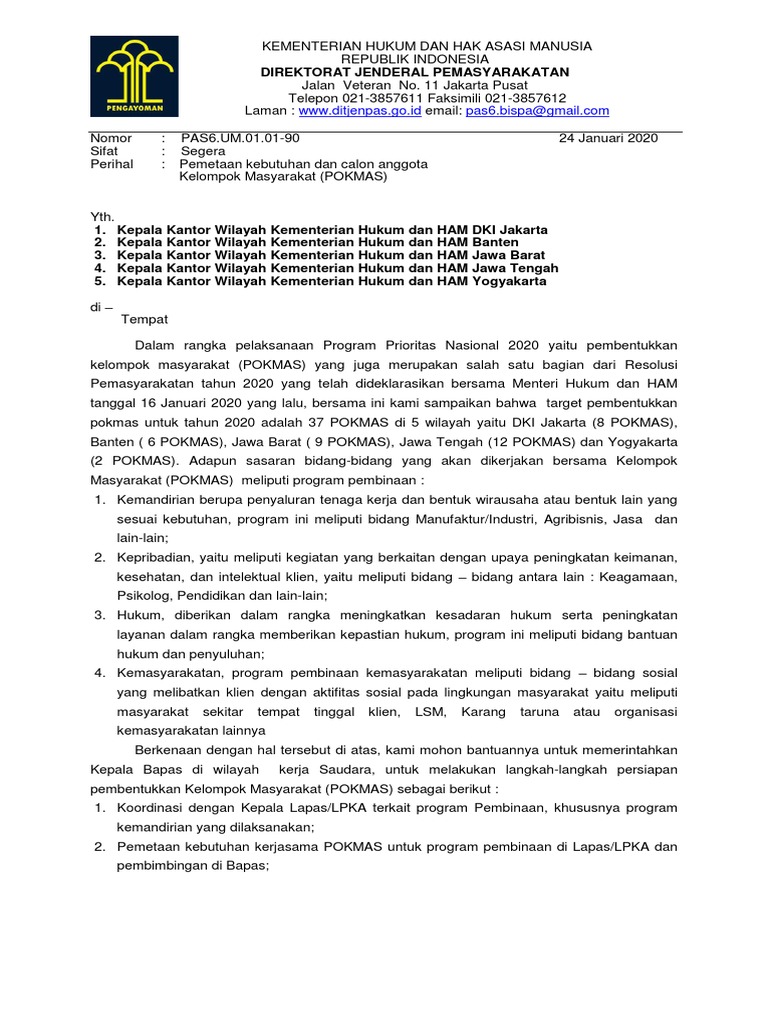 Contoh Surat Pemetaan Calon Pokmas | PDF