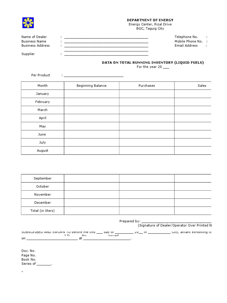 Data On Total Running Inventory For The Year | PDF