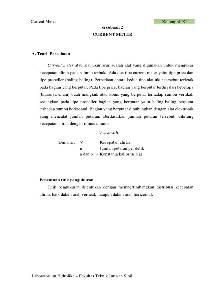 Percobaan Current Meter | PDF | Sains & Matematika