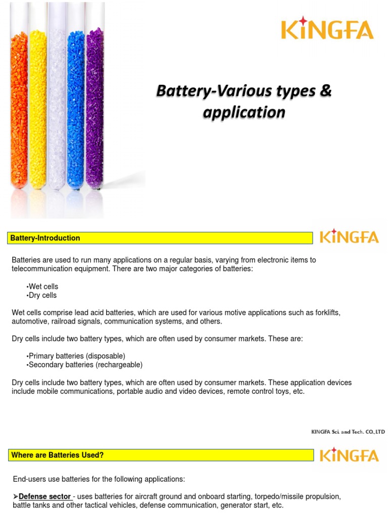 Various Types Of Battery And Its Application Pdf Telecommunication
