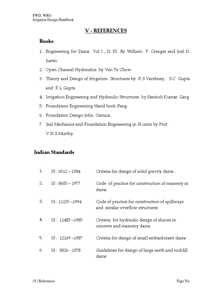 Irrigation Designs Handbook - References | PDF | Spillway | Dam