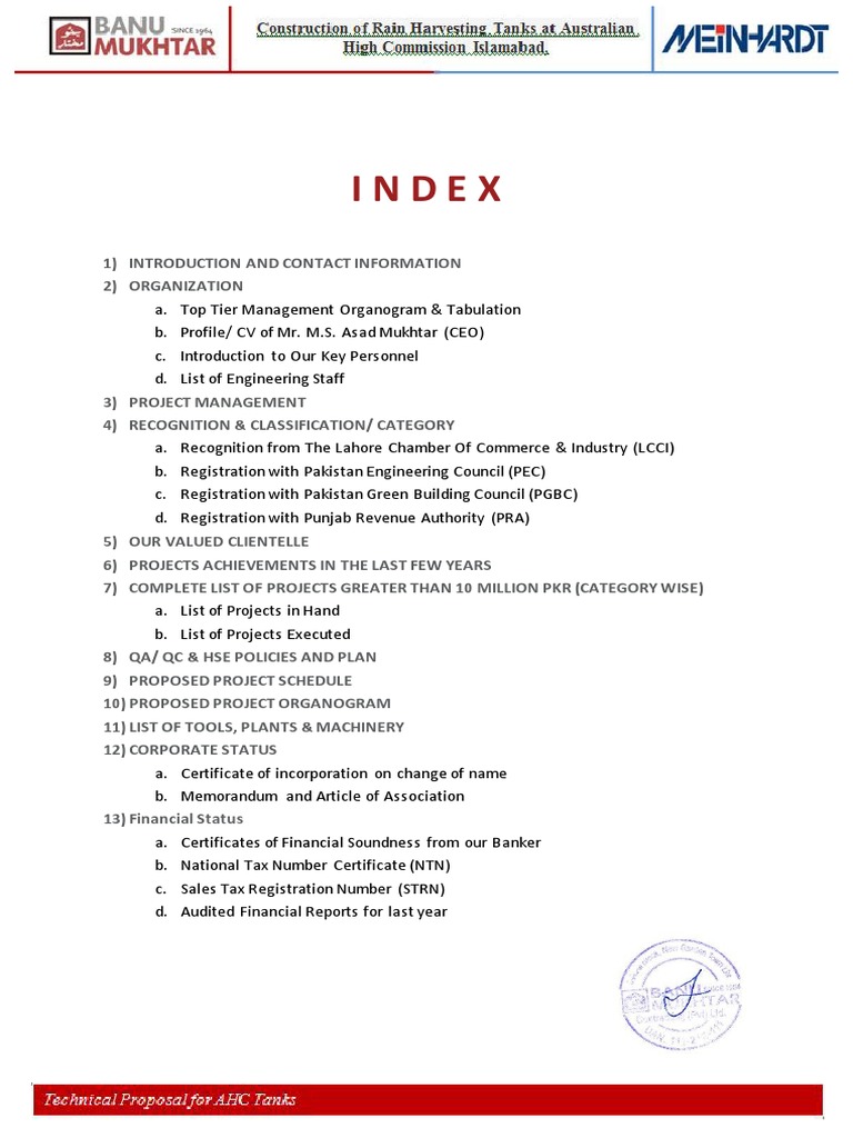 Banu Mukhtar Contracting Overview | PDF | Pakistan | Engineering