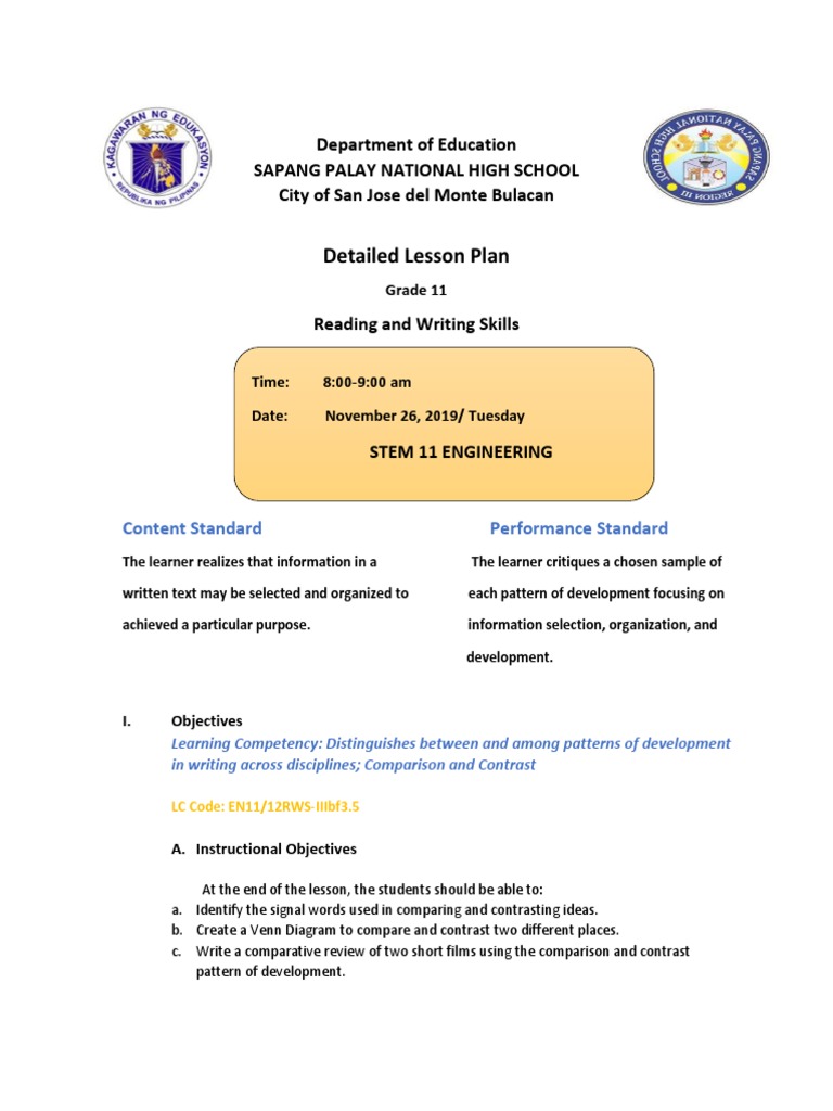 DETAILED LESSON PLAN in Eapp | PDF | Lesson Plan | Essays