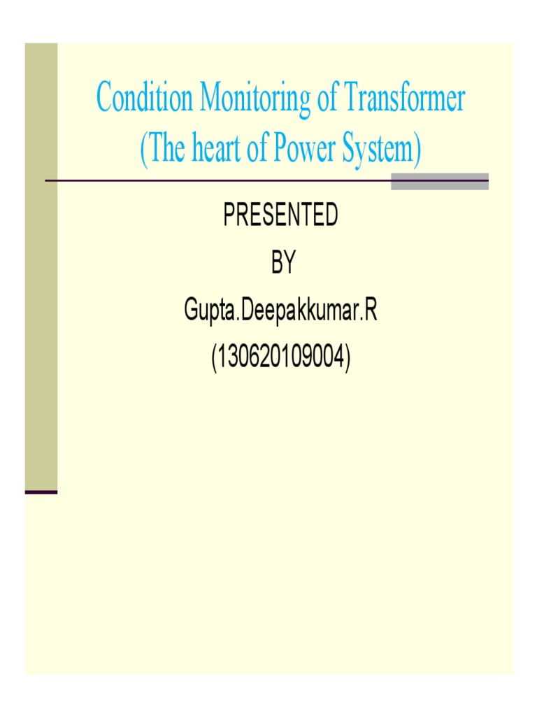 Condition Monitoring of Transformer | PDF | Transformer | Insulator ...