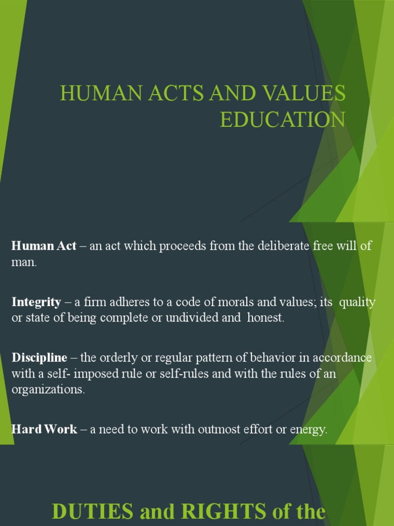 HUMAN ACTS AND VALUES EDUCATION (Autosaved) .PPTX Erica | PDF ...