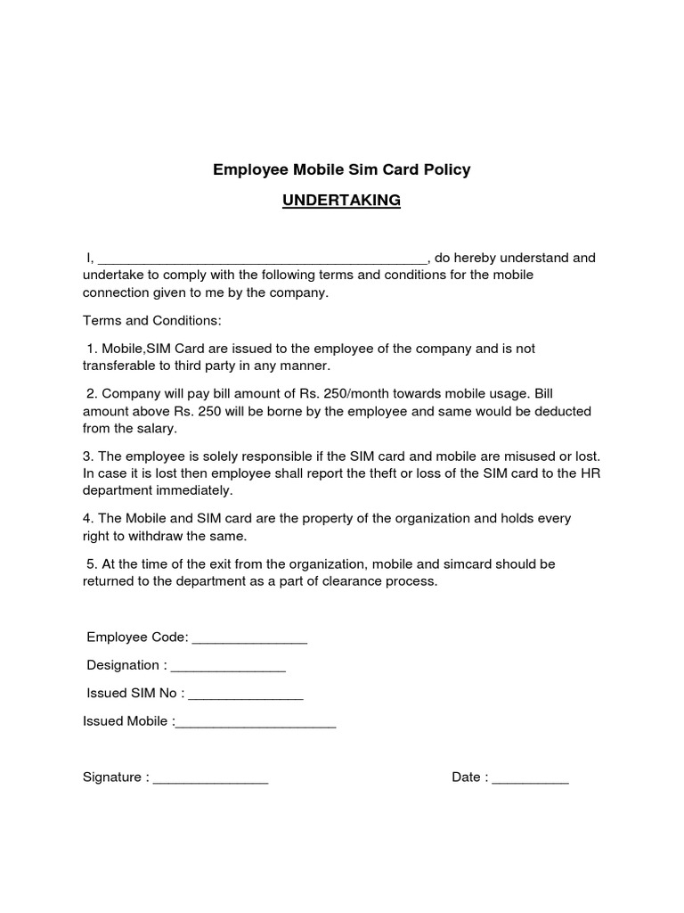 MOBILE SIM Issue Form | PDF