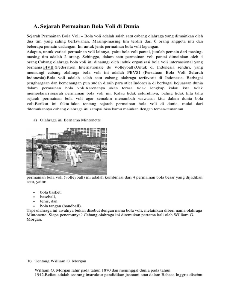 Sejarah Permainan Bola Voli Di Dunia | PDF | Perjalanan