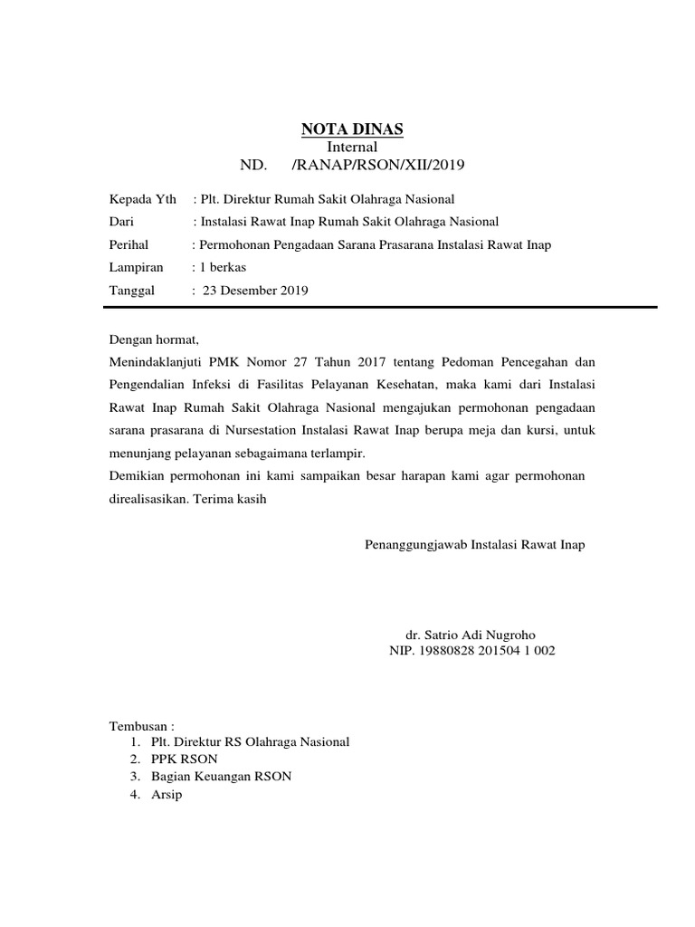 Ranap Nota Dinas Pengajuan Kursi Meja | PDF | Hukum | Sains & Matematika