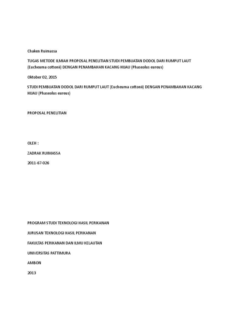 Contoh Format Proposal Produk Olahan | PDF