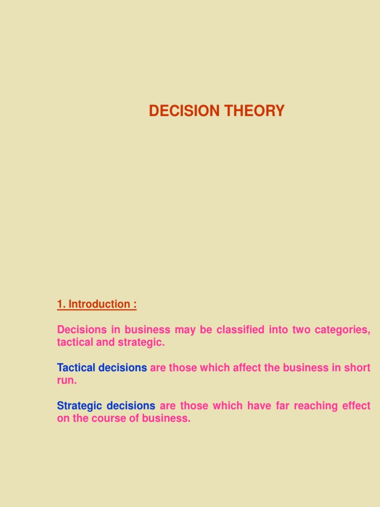 Decision Theory | PDF | Mathematical And Quantitative Methods (Economics) | Teaching Mathematics