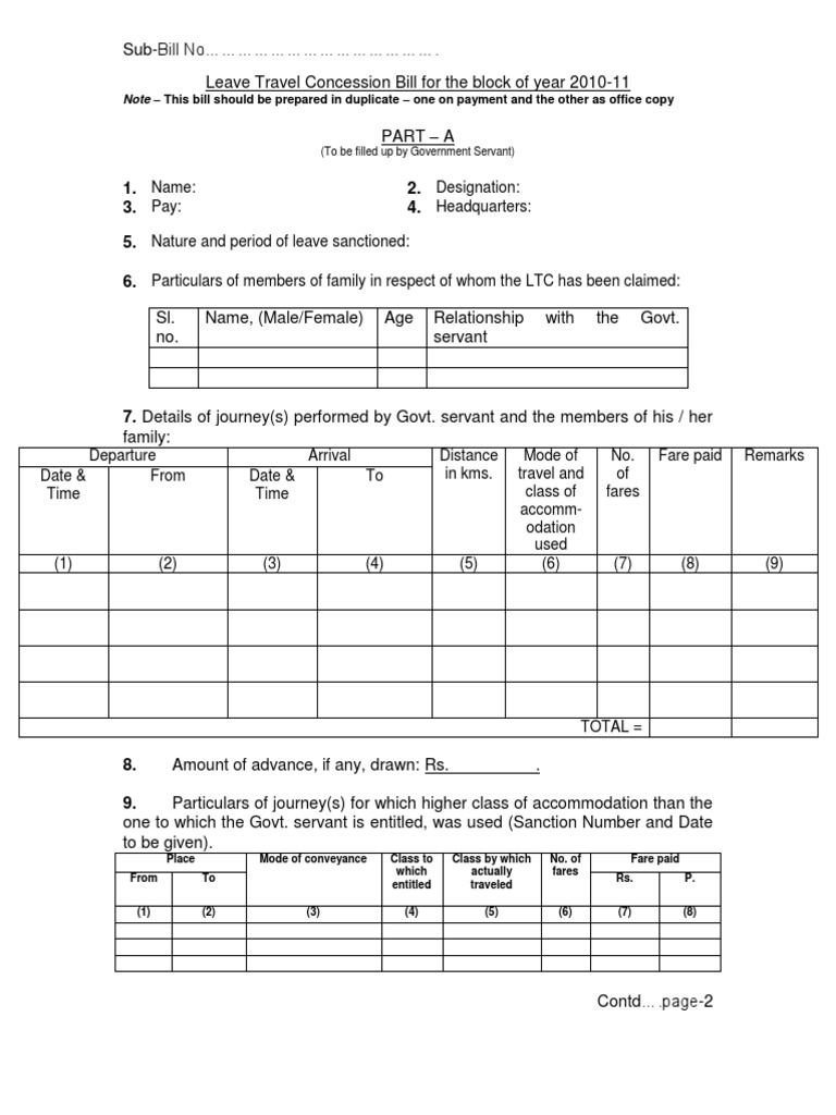 LTC-claim Bill Form | PDF | Transport | Service Industries