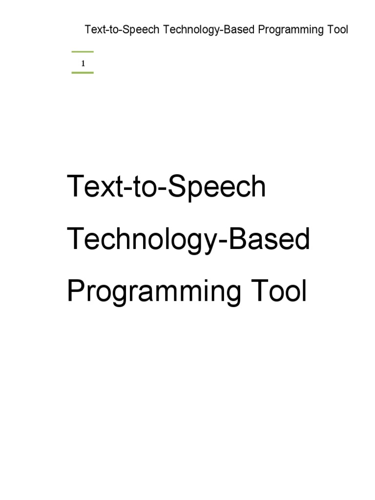 Text-To-Speech Technology-Based Programming Tool Final | Download Free ...