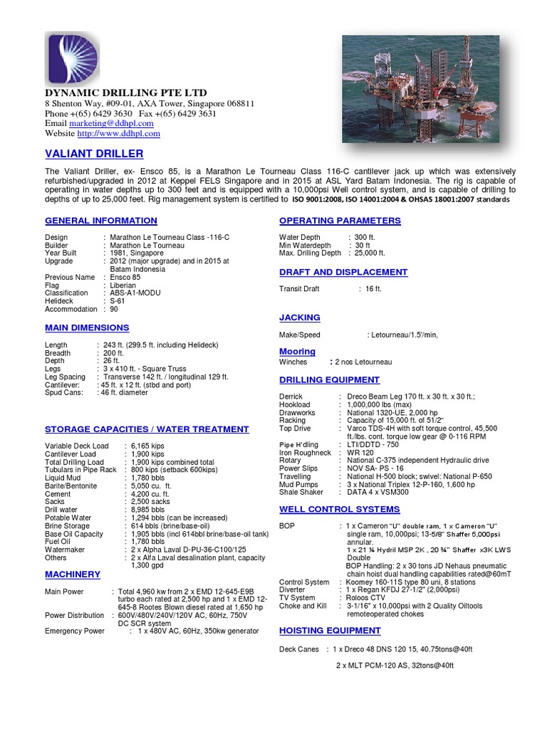 Valiant Driller Specification | PDF | Nature