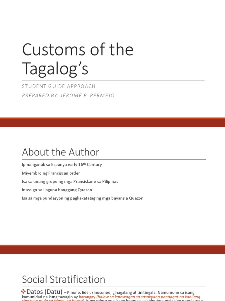 Customs of The Tagalogs | PDF