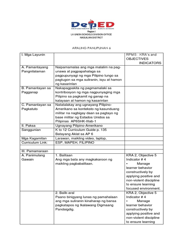 Exemplar Lesson Plan in AP 6 Final | PDF