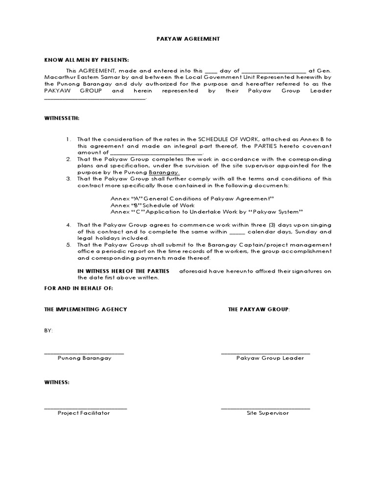 PAKYAW AGREEMENT | Justice | Crime & Justice