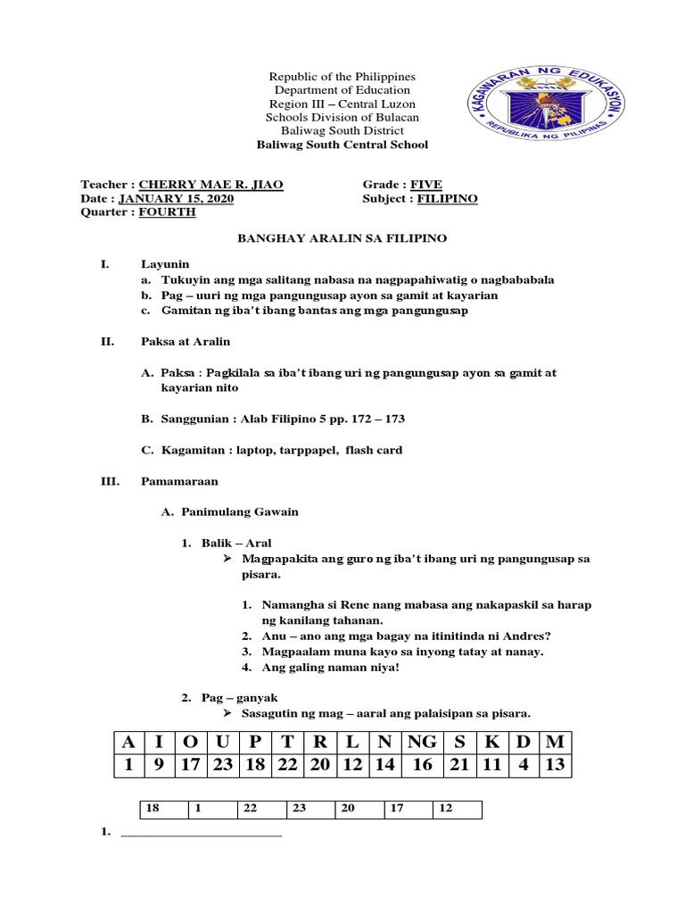 Daily Lesson Plan in Filipino Epp 5 | PDF