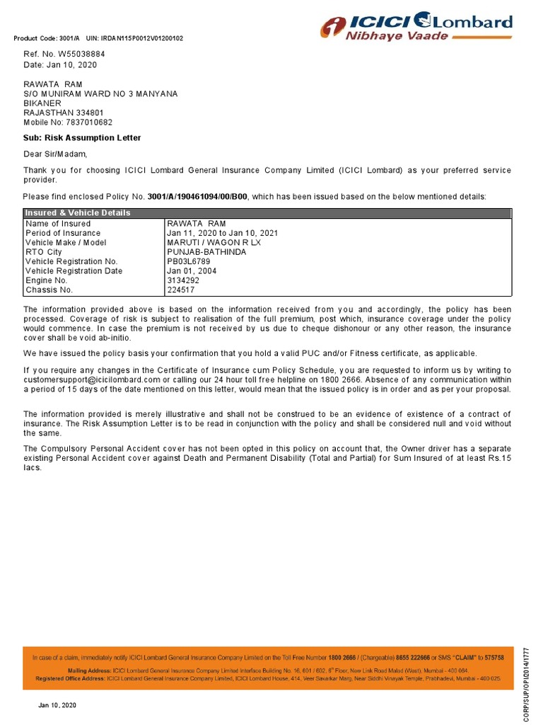 Icici Policy | PDF | Liability Insurance | Insurance