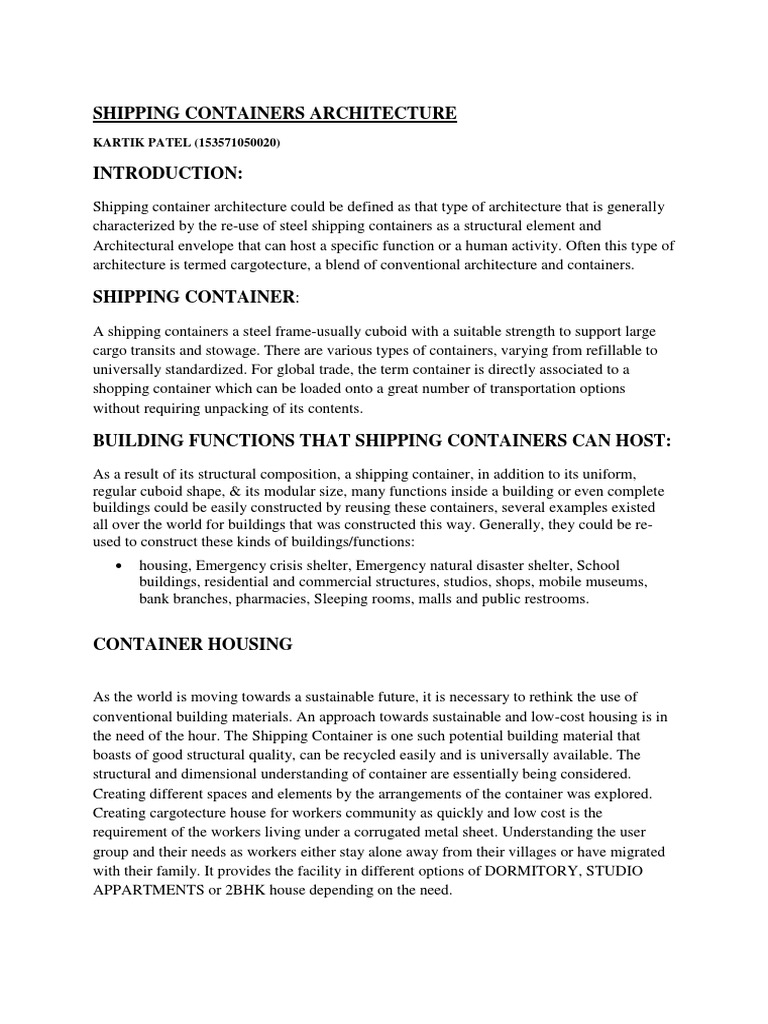 Shipping Container Architecture Guide | PDF | Dormitory | Reuse
